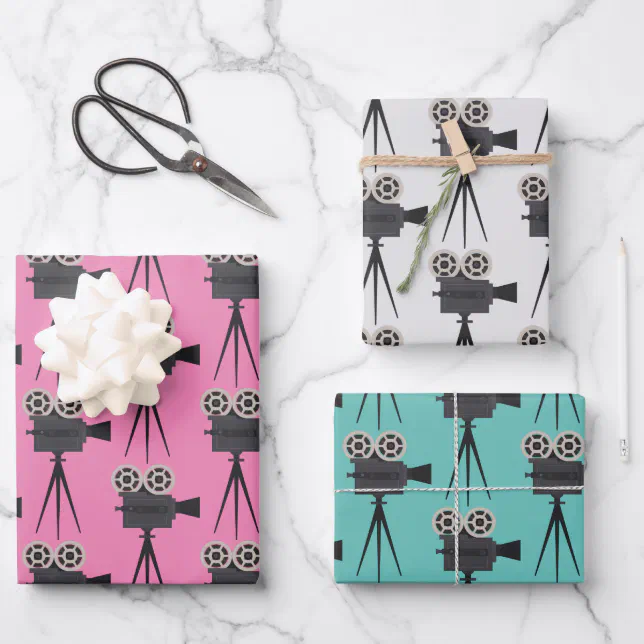 Retro Movie Camera Wrapping Paper Sheets | Zazzle