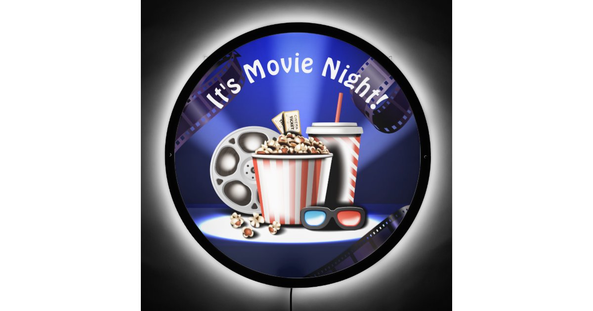 Retro Movie Night LED Sign | Zazzle