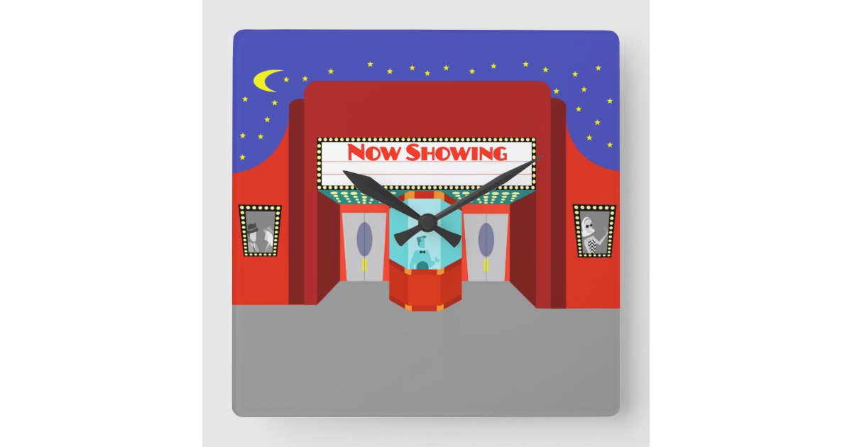 Retro Movie Theater Acrylic Wall Clock | Zazzle