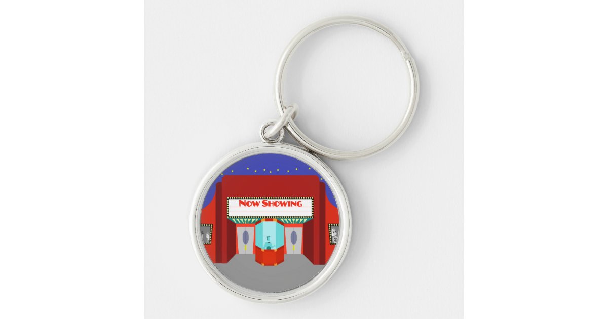 Retro Movie Theater Round Keychain | Zazzle