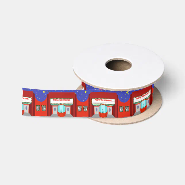 Retro Movie Theater Satin Ribbon | Zazzle