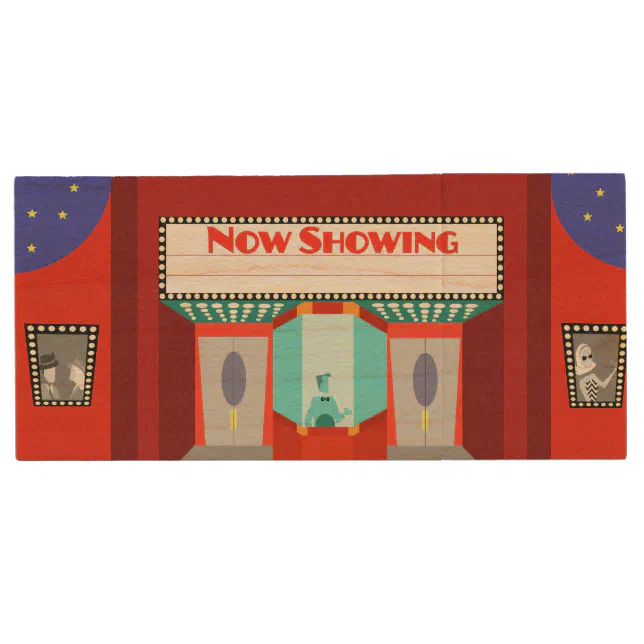 Retro Movie Theater USB Wooden Flashdrive Wood Flash Drive | Zazzle