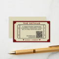 Retro Movie Ticket Stub QR Code Wedding Details Enclosure Card | Zazzle