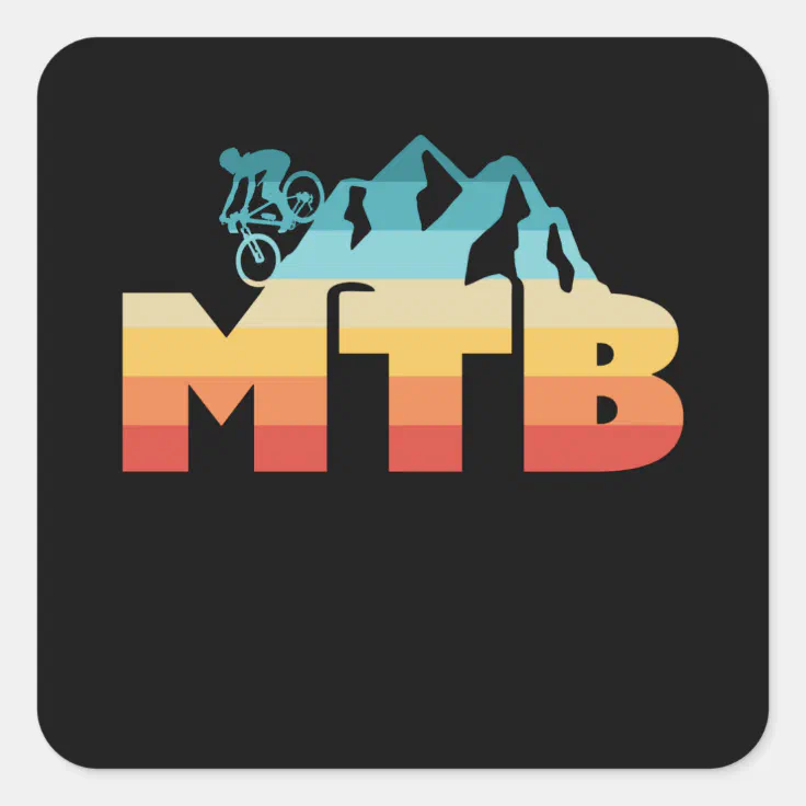 Retro MTB Vintage Mountain Biking Gift Square Sticker | Zazzle