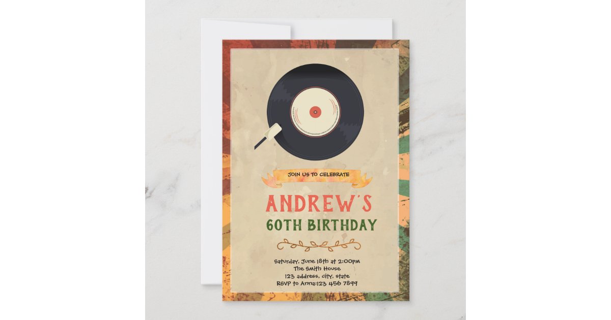 Retro music birthday party invitation | Zazzle