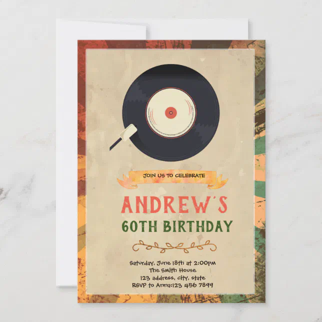 Retro music birthday party invitation | Zazzle