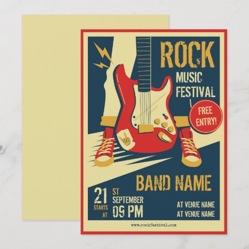 Retro music concert event announcement Invitation | Zazzle