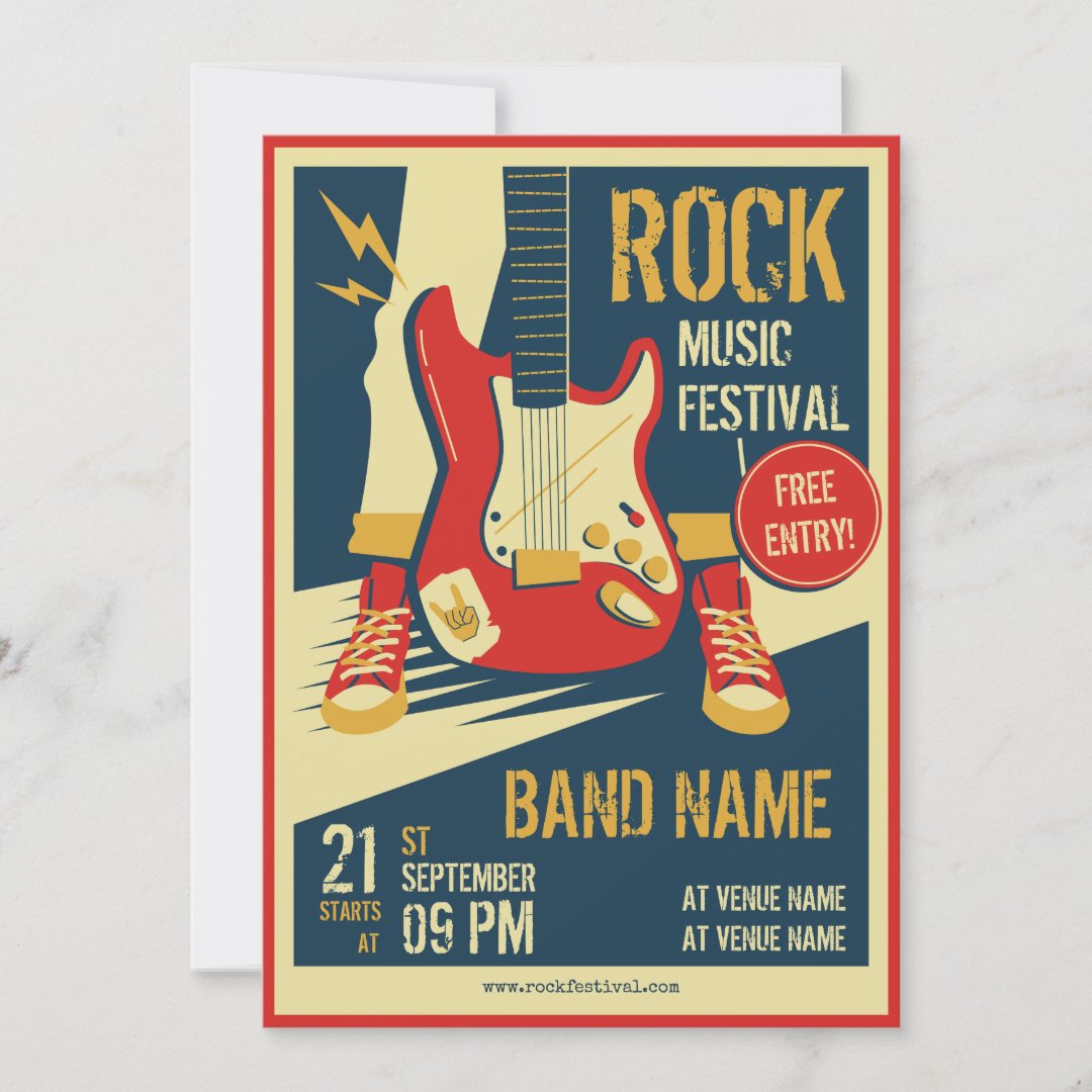 Retro music concert event announcement Invitation | Zazzle