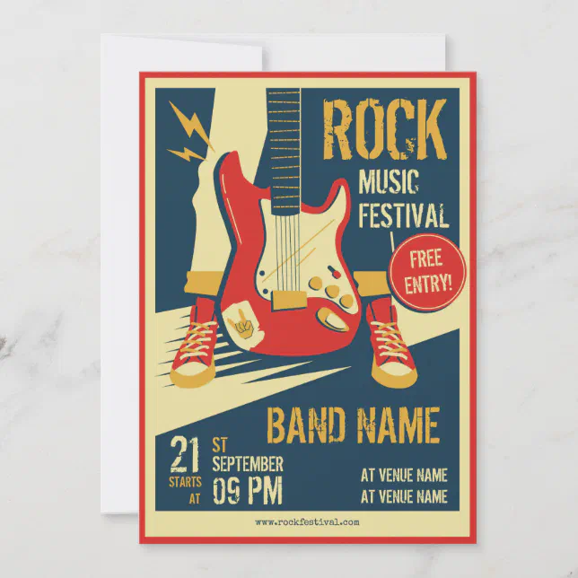 Retro music concert event announcement Invitation | Zazzle
