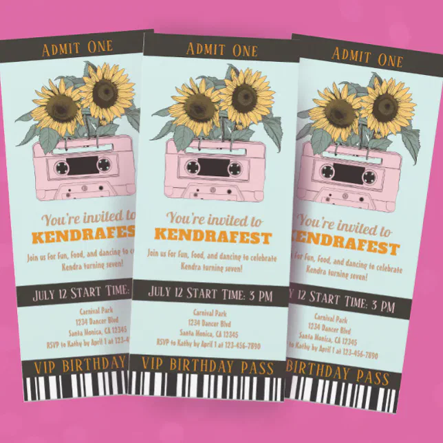 Retro Music Festival Dance Party Ticket Birthday | Zazzle