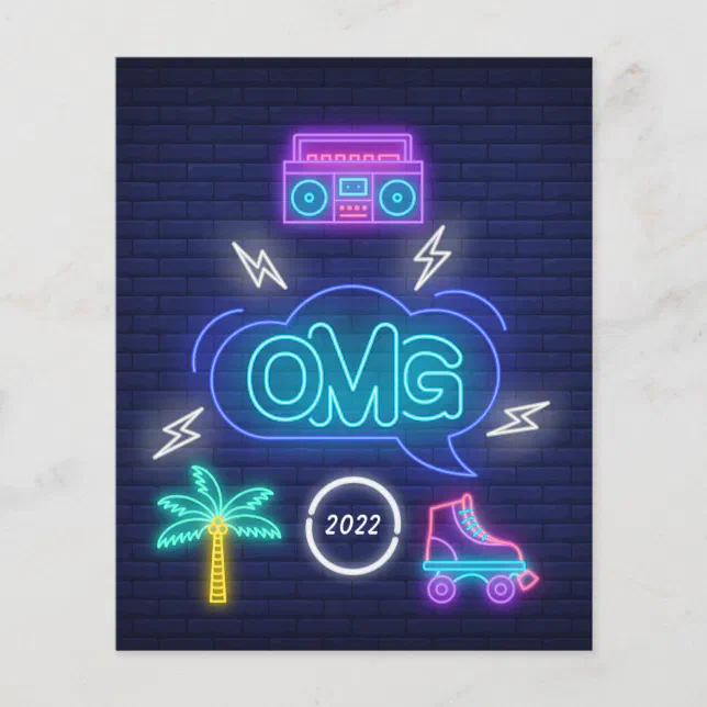 Retro Music Neon Signs Graduation Party Invitation Flyer | Zazzle