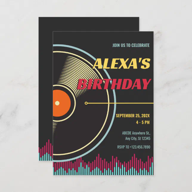 Retro Music Record vinyl Invitation | Zazzle