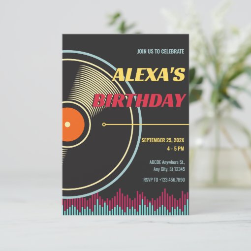 Retro Music Record vinyl Invitation | Zazzle
