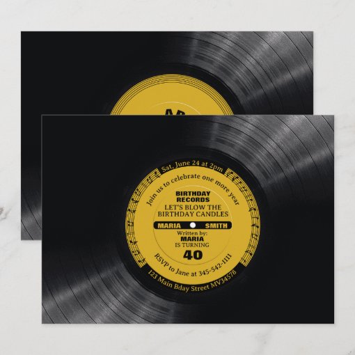 Retro Music Vinyl 60s 70s Birthday Invitation | Zazzle