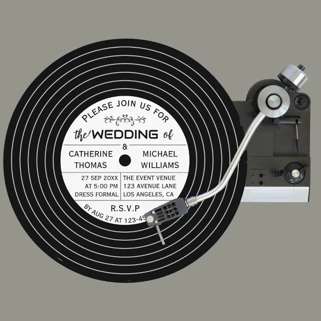 Retro Music Vinyl Record Unique Wedding Invitation | Zazzle