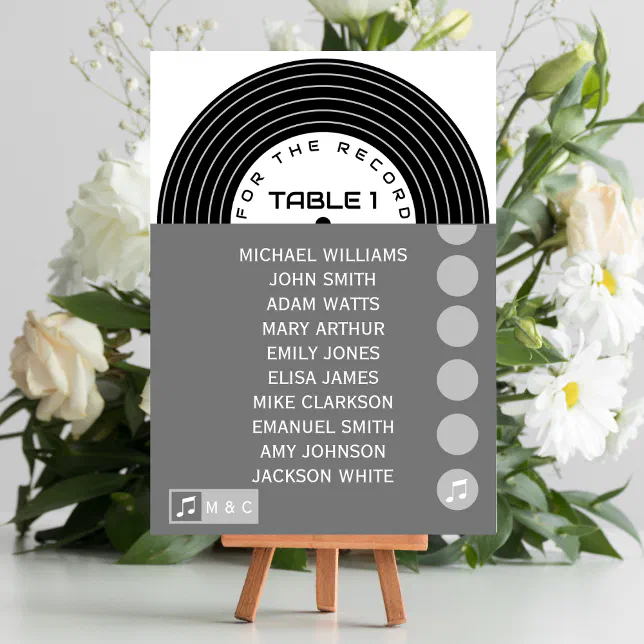 Retro Music Vinyl Record Unique Wedding Table Number | Zazzle