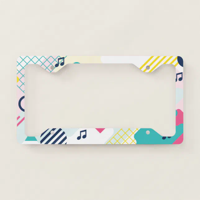 Retro Musical Notes. Geometric Shapes. License Plate Frame | Zazzle
