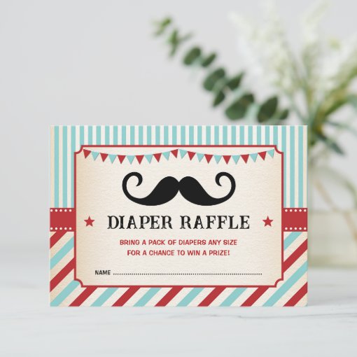 Retro Mustache Little Gentleman Baby Diaper Raffle Enclosure Card | Zazzle