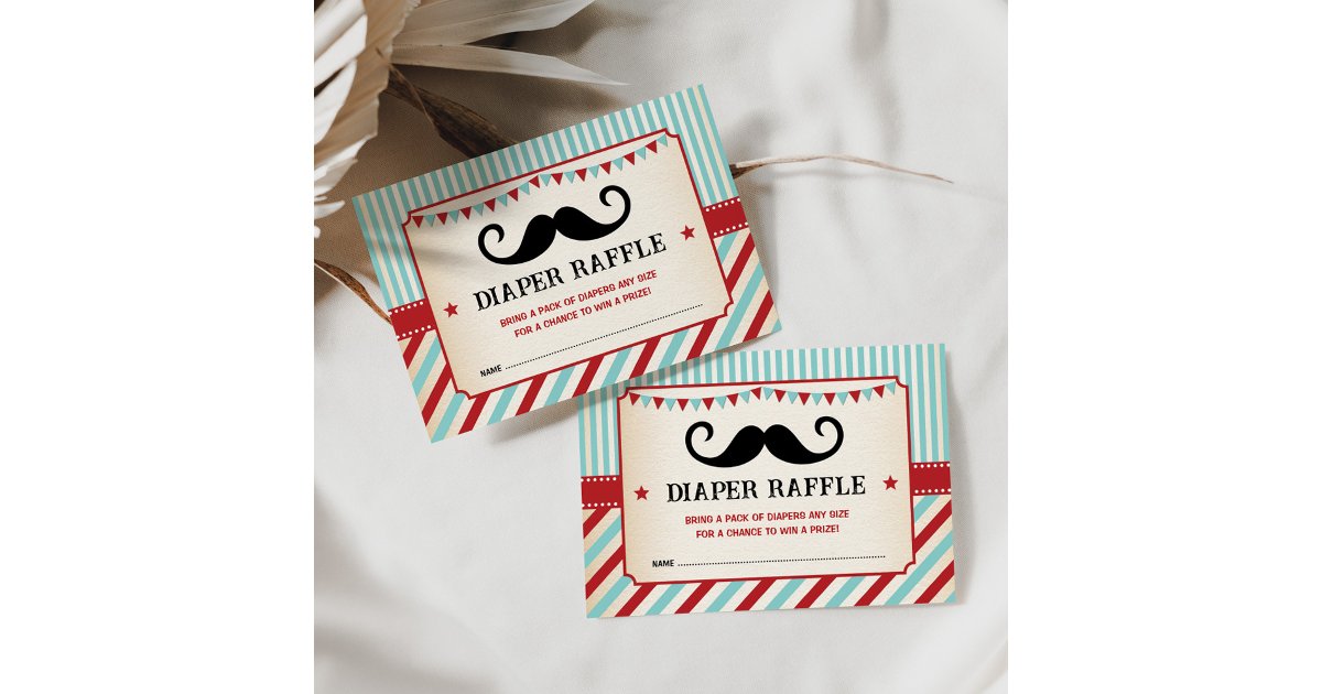 Retro Mustache Little Gentleman Baby Diaper Raffle Enclosure Card | Zazzle