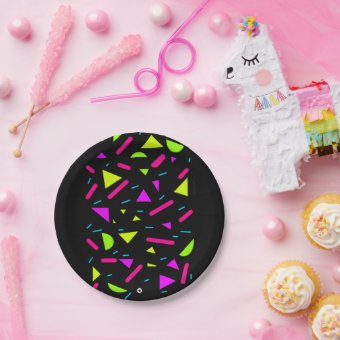 Retro Neon 80's Party Custom 7'' Paper Plates | Zazzle