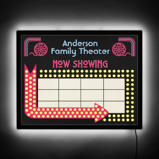 Retro Neon and Lights Style Home Theater Marquee LED Sign | Zazzle