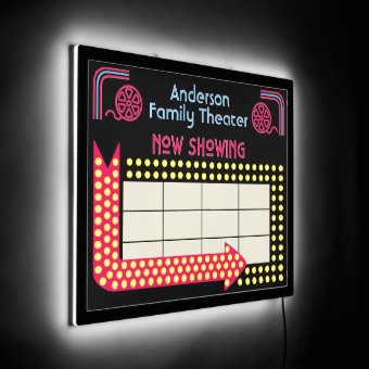 Retro Neon and Lights Style Home Theater Marquee LED Sign | Zazzle