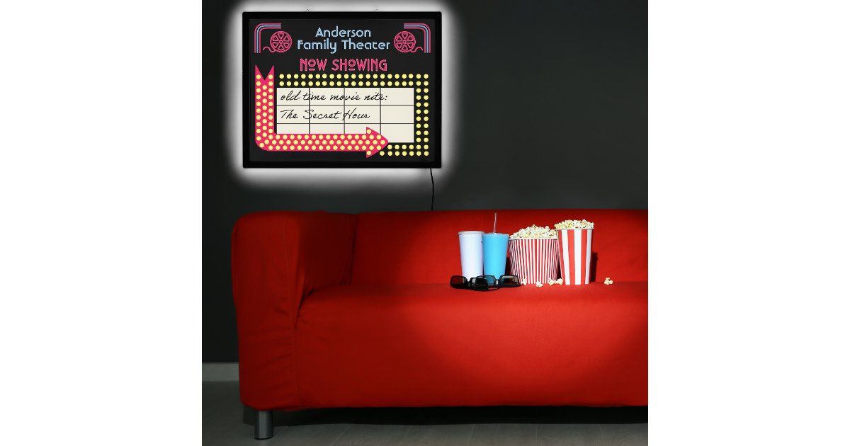 Retro Neon and Lights Style Home Theater Marquee LED Sign | Zazzle