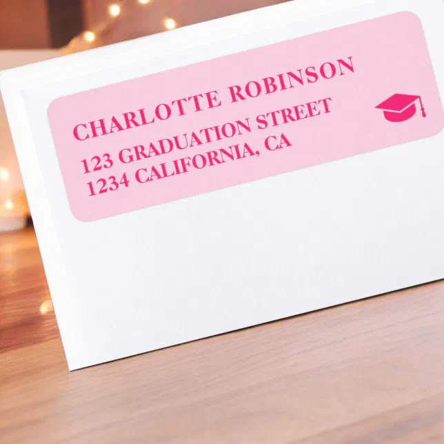 Retro neon pink pastel graduation label | Zazzle