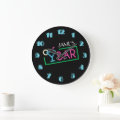Retro Neon Sign Coffee Cafe Large Clock | Zazzle