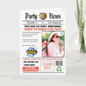 Retro Newspaper Birthday Party Photo Thank You Card | Zazzle