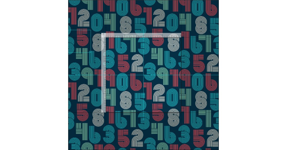 Retro Numbers Ultramarine Blue Fabric | Zazzle