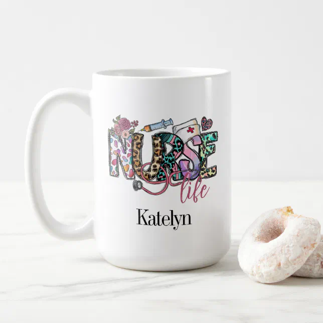 Retro Nurse Life Typography Personalized Mug | Zazzle