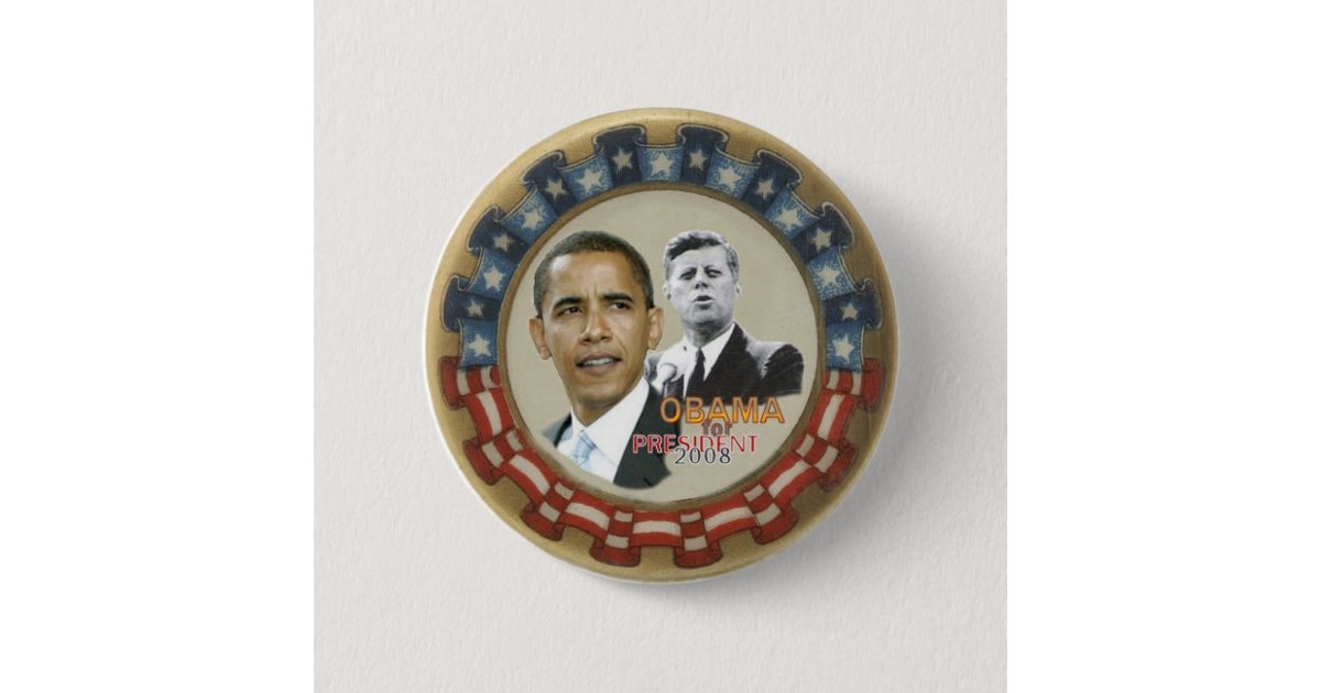 Retro Obama/JFK Button | Zazzle