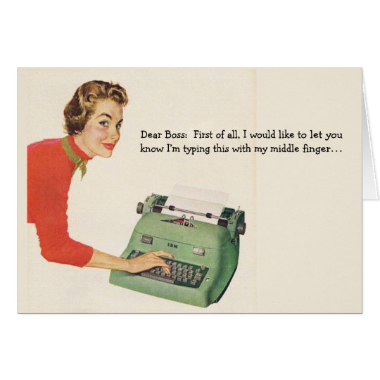 Retro Office - Typing With My Middle Finger, | Zazzle.com
