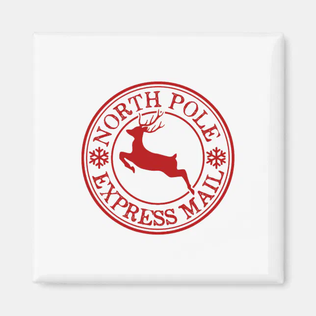 Retro Old Fashioned North Pole Express Mail Reinde Magnet | Zazzle