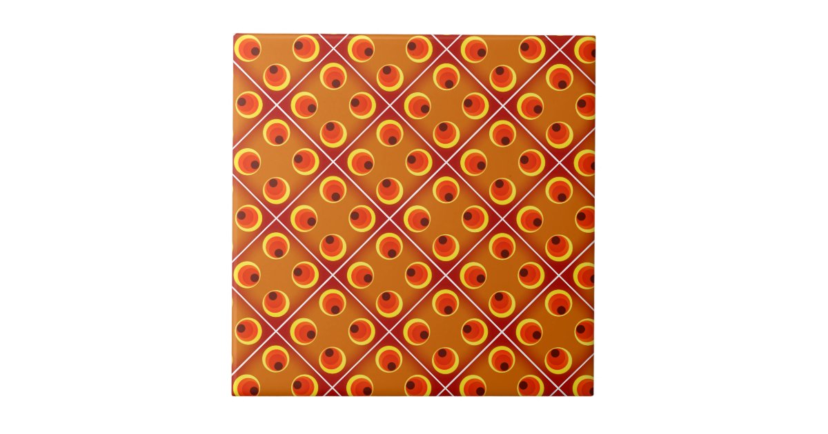 Retro orange 1970's ceramic tile | Zazzle