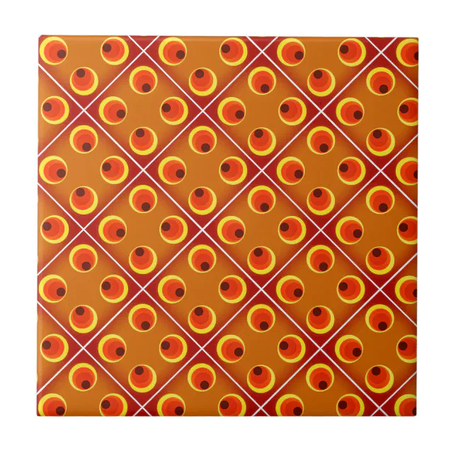 Retro orange 1970's ceramic tile | Zazzle