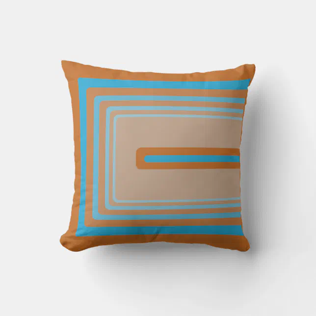 Retro Orange and Blue Throw Pillow | Zazzle