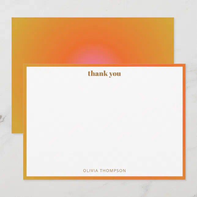 Retro Orange Gradient Unique Bat Mitzvah Custom Thank You Card | Zazzle