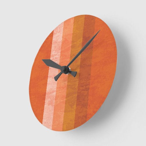 Retro Orange Striped Clock | Zazzle