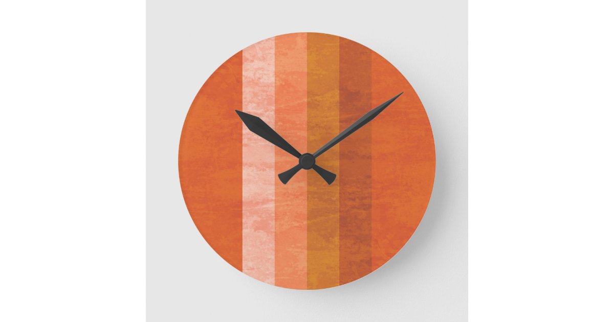 Retro Orange Striped Clock | Zazzle