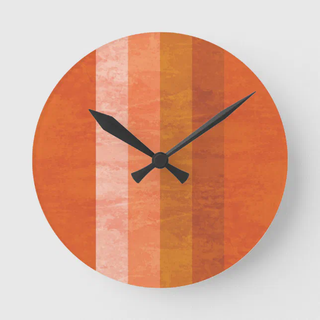 Retro Orange Striped Clock | Zazzle