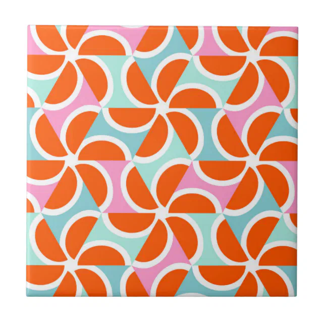 Retro Orange Wedge Pattern Ceramic Tile | Zazzle