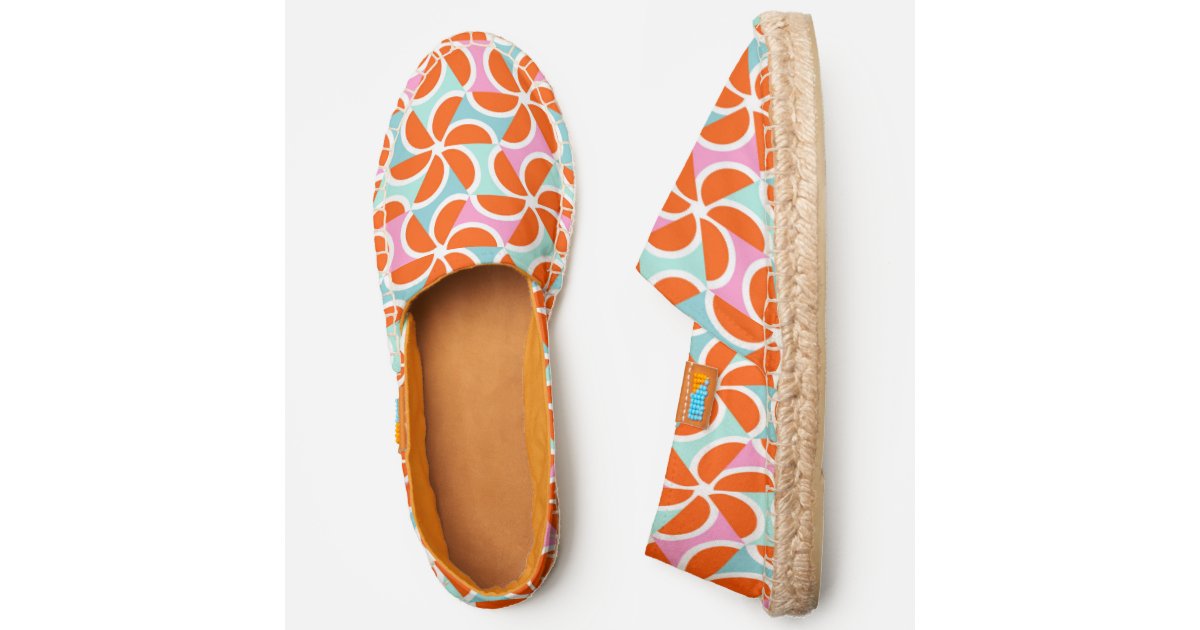 Retro Orange Wedge Pattern Espadrilles | Zazzle