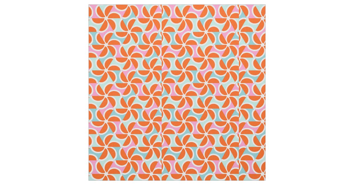 Retro Orange Wedge Pattern Fabric | Zazzle