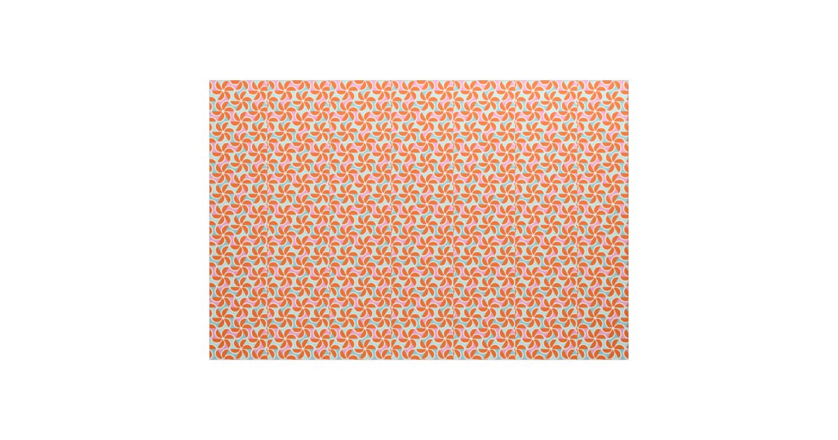Retro Orange Wedge Pattern Fabric | Zazzle