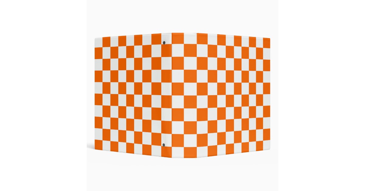 Retro Orange White Checks Checkerboard Pattern 3 Ring Binder | Zazzle