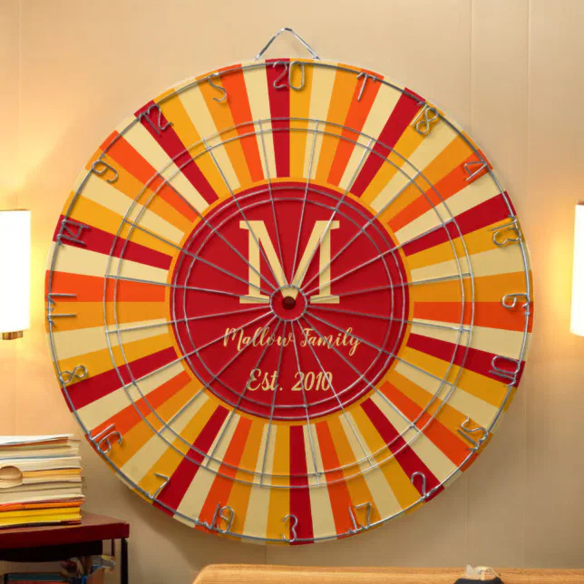 Retro Orange Yellow Family Game Dartboard | Zazzle