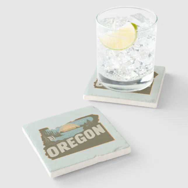 Retro Oregon Silhouette Stone Coaster | Zazzle