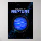 Retro Outer Space Art with Planet Neptune Poster | Zazzle